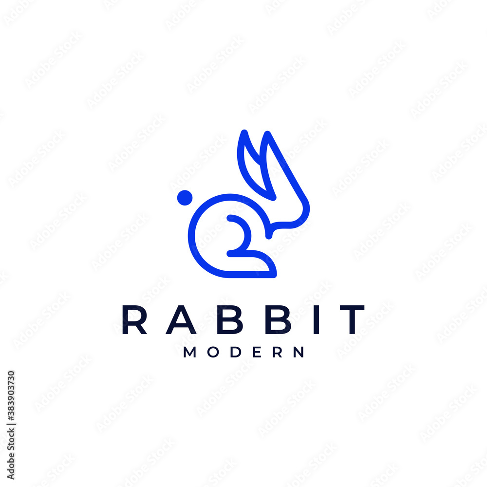 rabbit logo vector modern simple designs with geometric shape and white ...