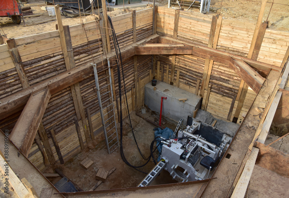 Tunnel boring machine in storm sewer collector for tunneling, auger ...