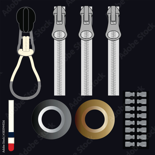 Fashion elements: Basic Zipper Vector Illustration Technical Drawing ...
