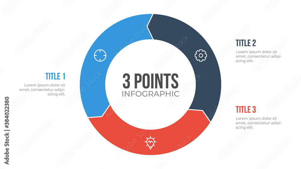 3 points circle infographic element vector with arrows, can be used for ...