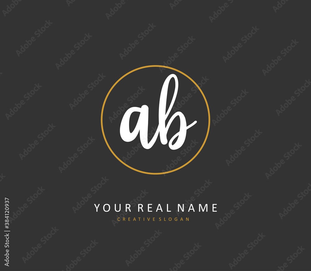 AB Initial letter handwriting and signature logo. A concept handwriting ...
