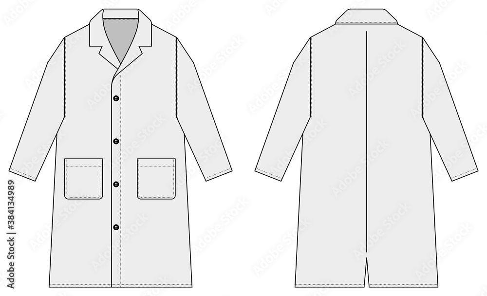 Long coat, trench coat vector template illustration / white Stock ...