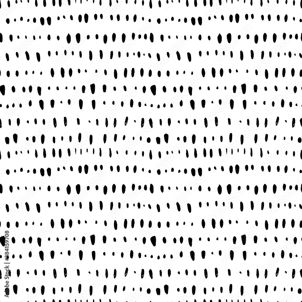 Short vertical lines hand drawn seamless pattern. Black and white ...