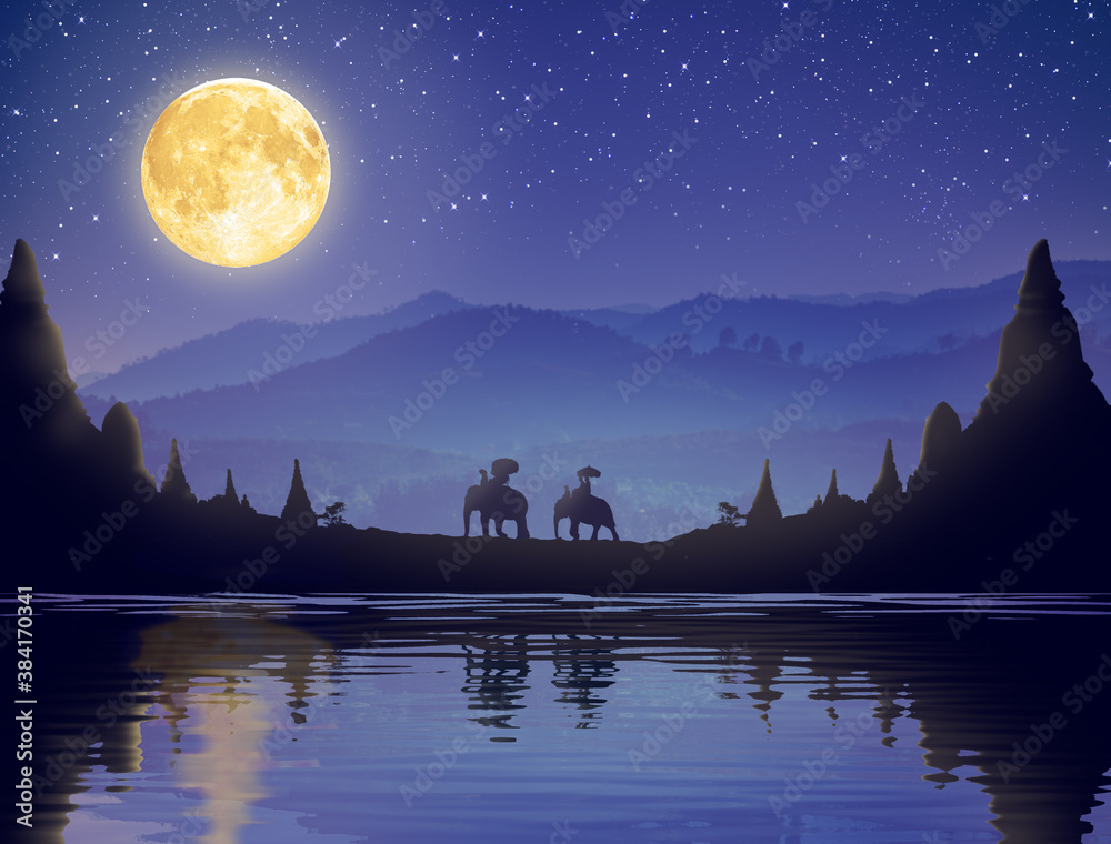 Foto de Stock Fairy tale picture of in the dark night full of stars in ...