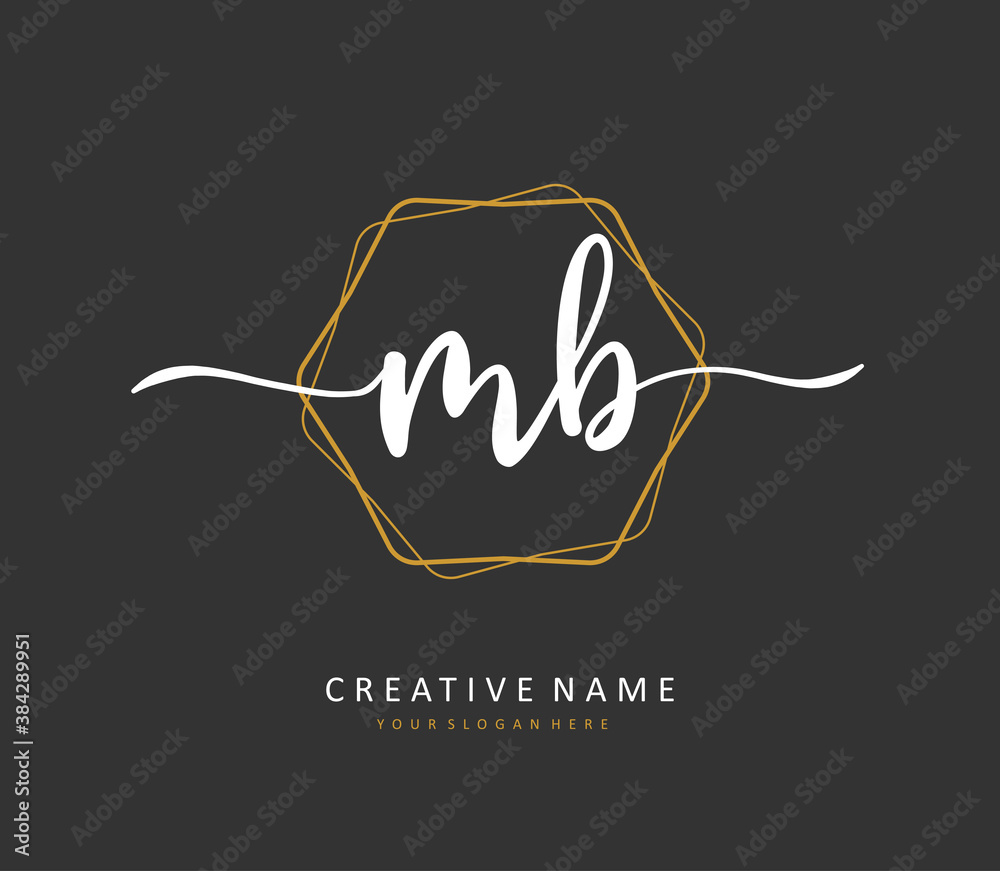 M B MB Initial letter handwriting and signature logo. A concept ...