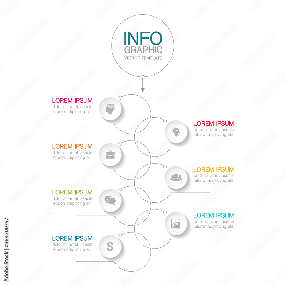 Vertical vector infographic template, 7 steps or options. Data ...