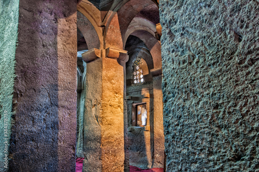 Monolithic rock-cut Church of Bete Medhane Alem, Interior, Unesco World ...