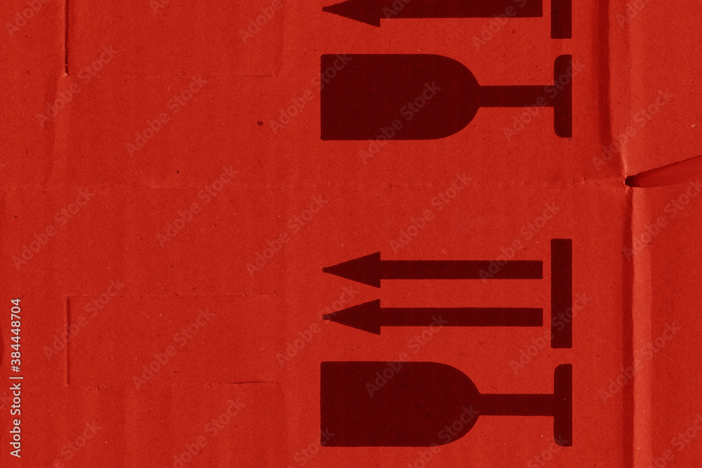 A red vintage rough sheet of carton. Recycled environmentally friendly ...