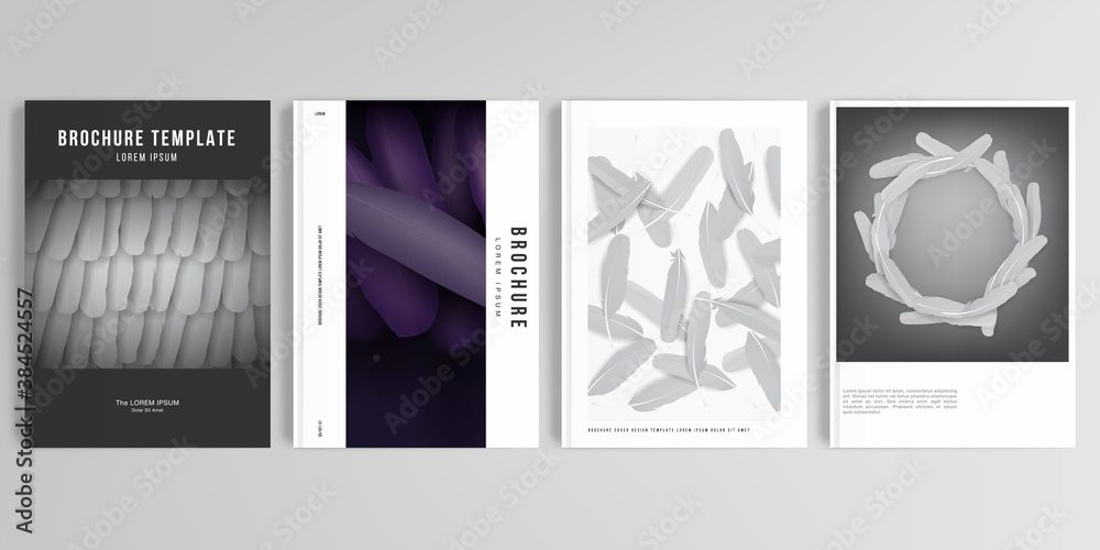 Realistic vector layouts of cover mockup design templates in A4 format ...