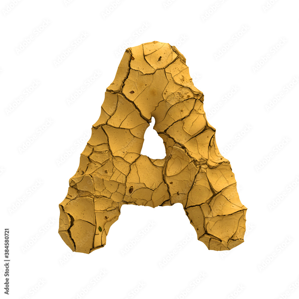 Soil clay letter A - Capital 3d cracked ground font - suitable for ...