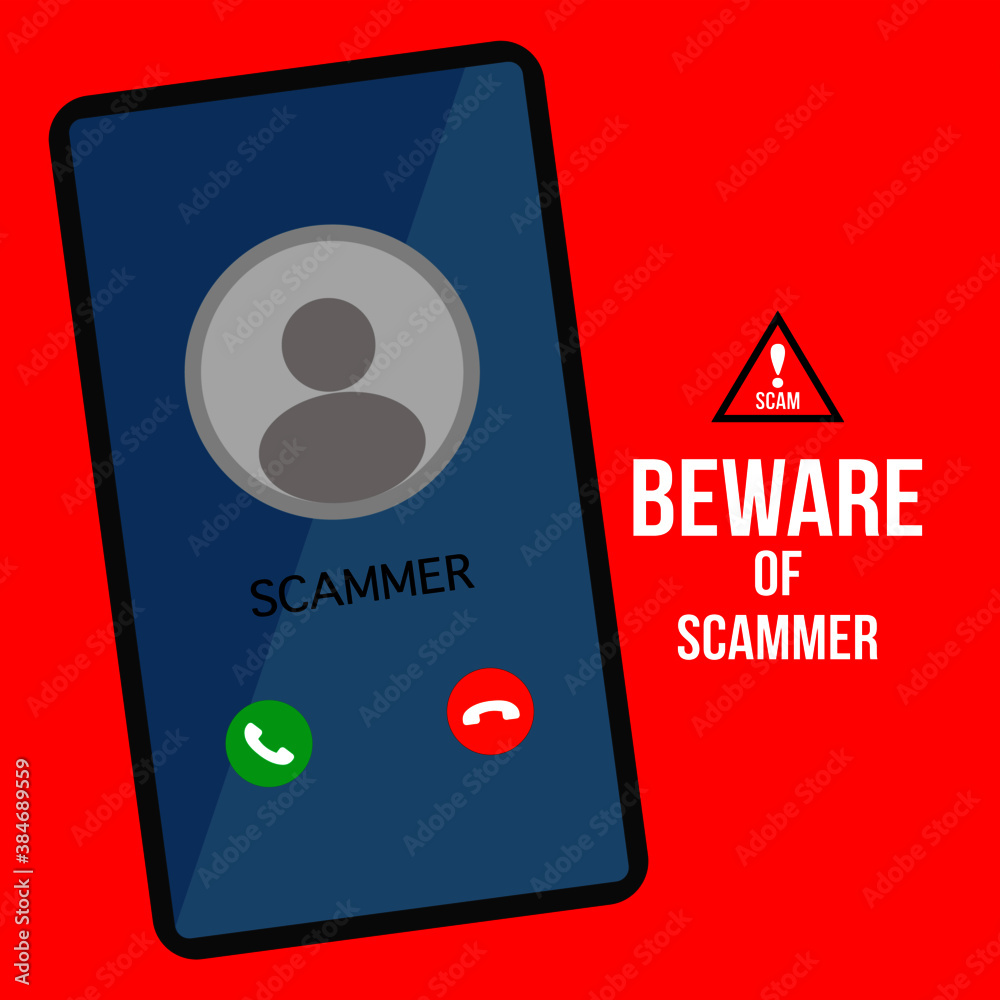 Beware Of Scammer warning vector drawing Stock Vector | Adobe Stock