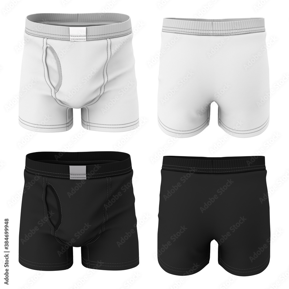 Underwear for men. Men's underpants boxers black and white isolated on ...