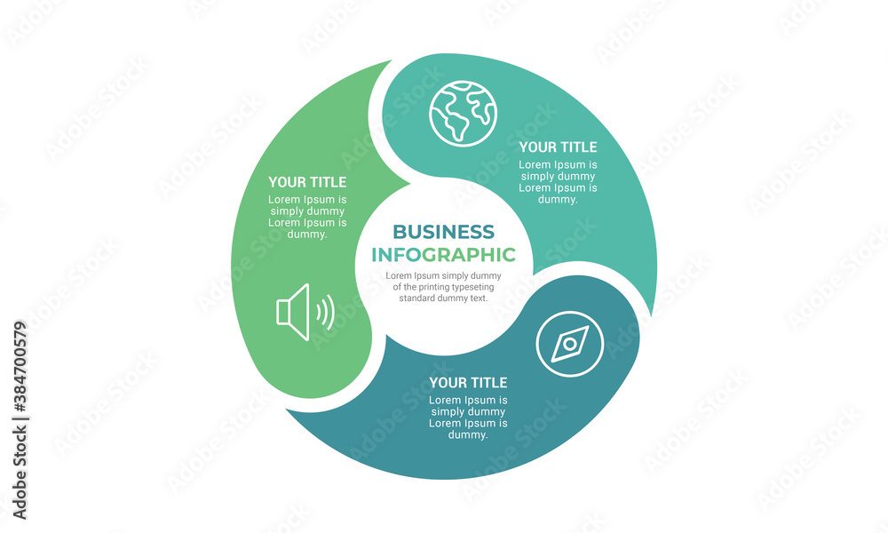 Circle round modern infographic, vector template with 3 step for ...