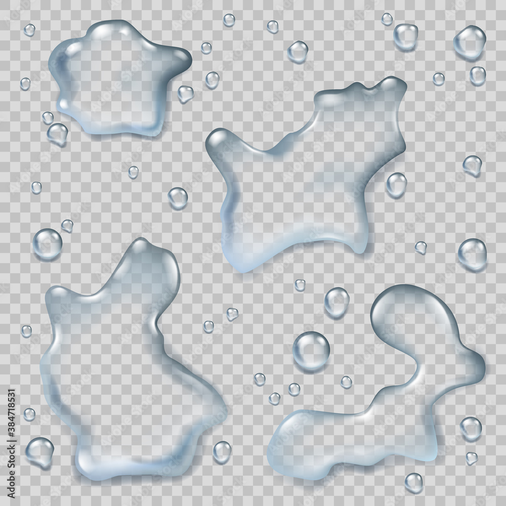 Puddles top view. Liquid environment water splash wet puddles realistic ...