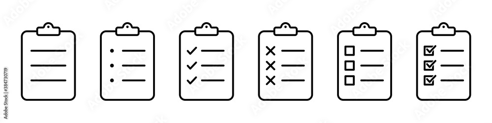 Checklist clipboard vector icon. check list sign outline isolated on ...