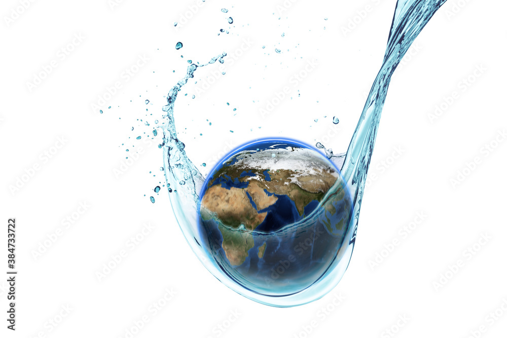 Water splash with earth planet Stock Illustration | Adobe Stock
