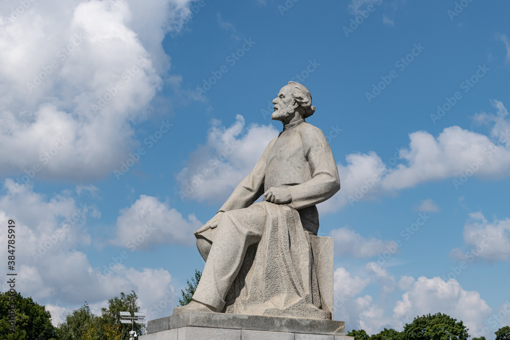 Statue of Konstantin Tsiolkovsky, a Russian and Soviet rocket scientist ...