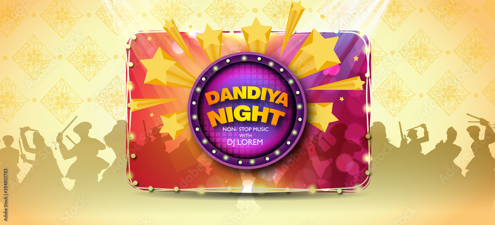 Vector design of Indian couple playing Garba in Dandiya Night in disco ...