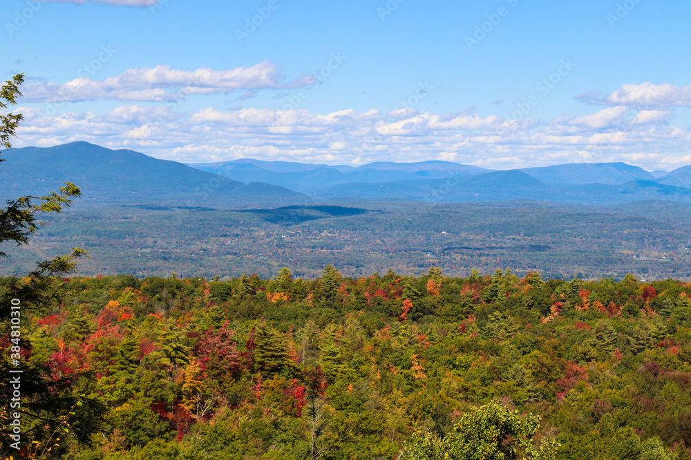 beautiful fall colors in a New York state park with the Catskill ...