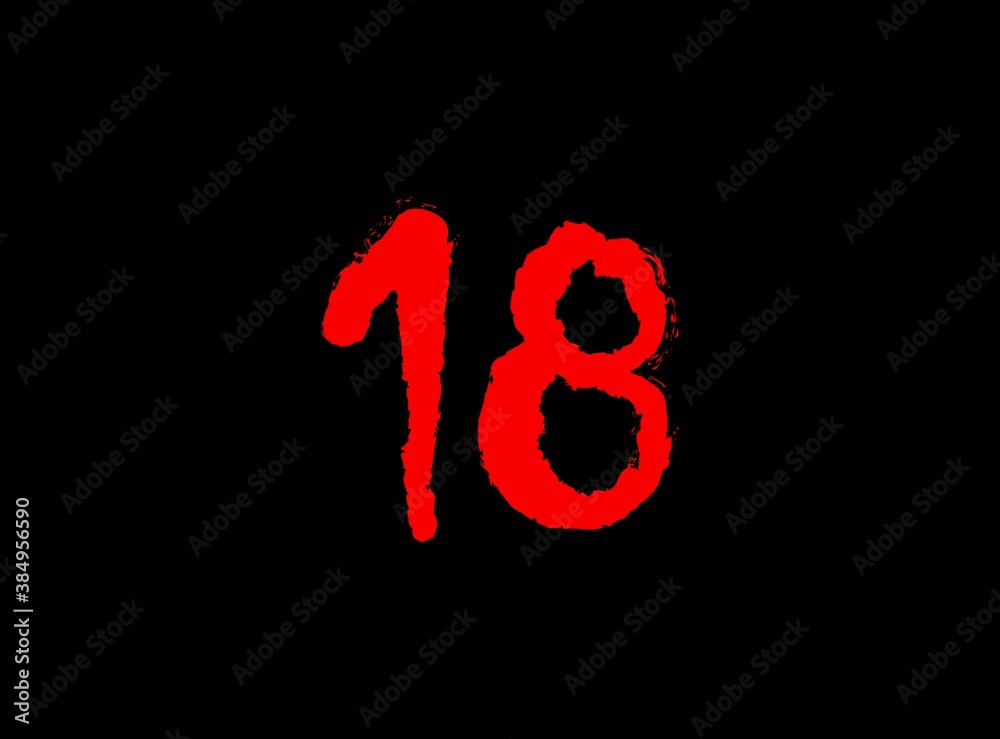 18 Horror bloody, scary vector number. Insane Fear brutal, scream font ...