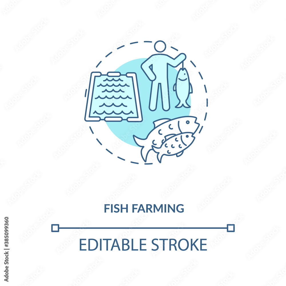 Vector de Stock Fish farming concept icon. Sea eating production ...