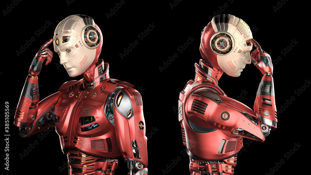3d render of a very detailed futuristic robot or humanoid cyborg ...