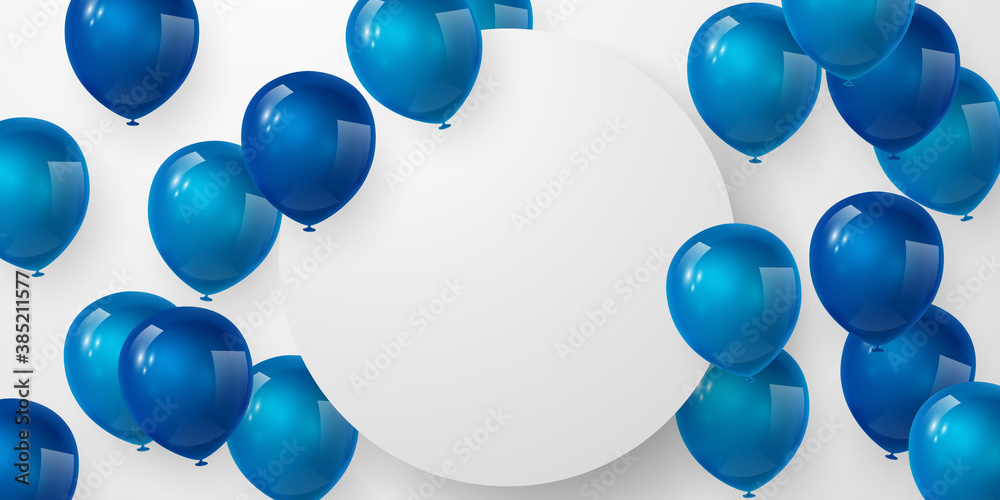 Celebration party banner with Blue color balloons background. Sale ...