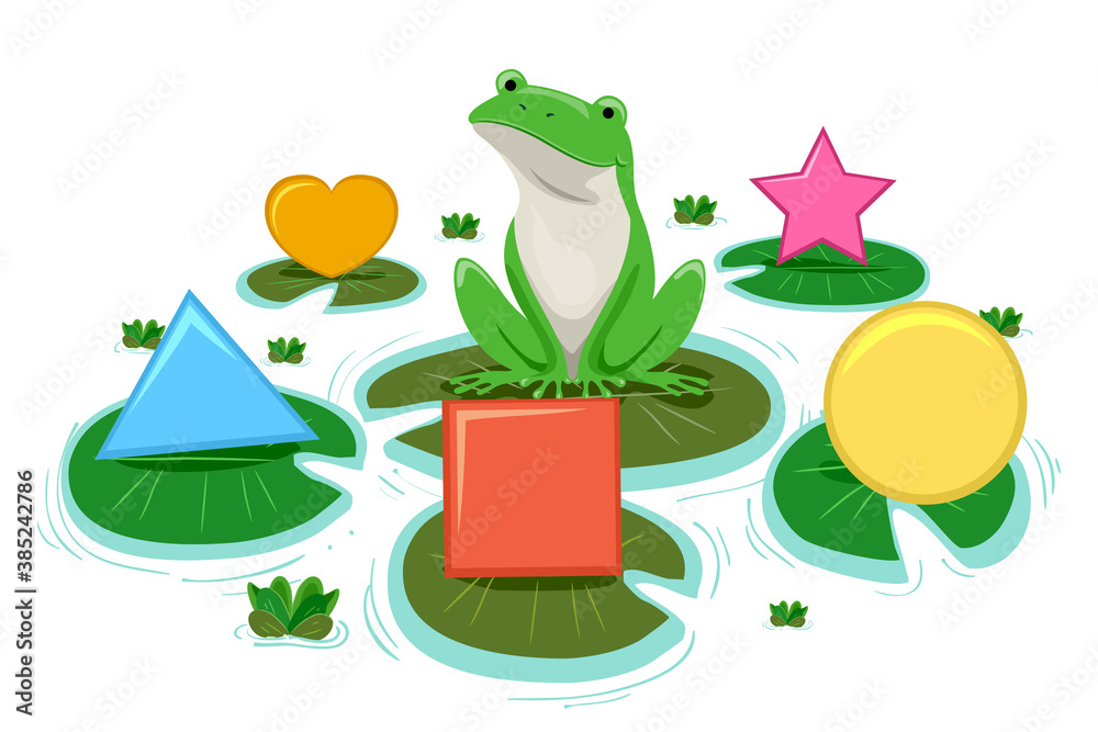 Frog Pond Shapes Lily Pads Illustration Stock Vector | Adobe Stock