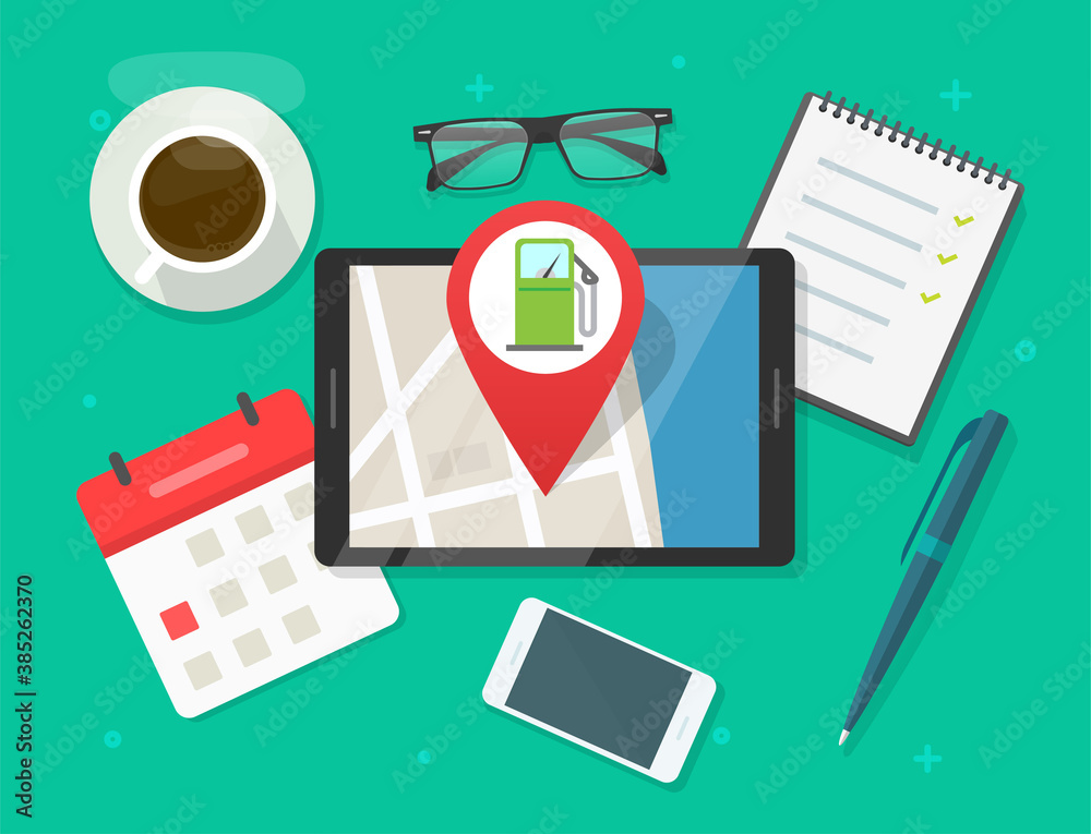 Online map with gas petrol fuel station navigation application on ...