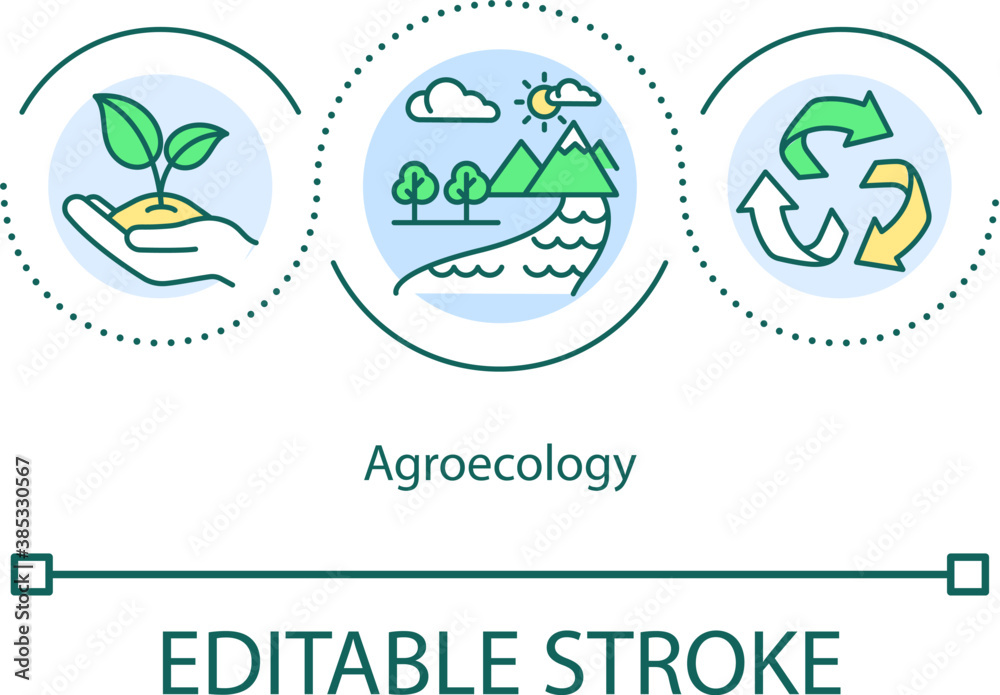 Agroecology concept icon. Ecological farming idea thin line ...