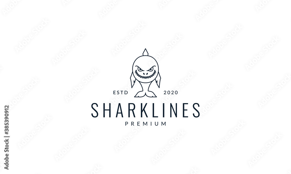 baby shark smile cute line logo vector illustration design Stock Vector ...