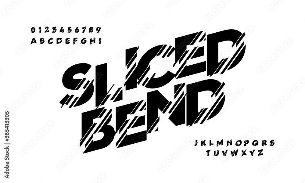 Typography alphabet fonts set. Sliced stylish typeface. Vector ...