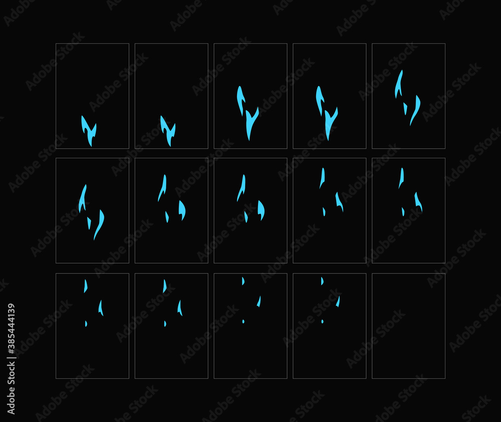 Fire sparks animation. Flame effect sprites sheet for games, video ...