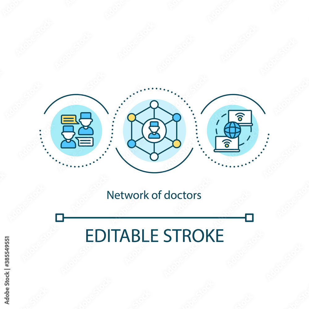 Doctors network concept icon. Improving healthcare access idea thin ...