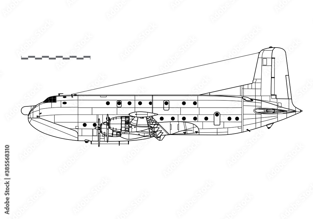 Douglas C-124 Globemaster II. Vector drawing of heavy-lift military ...