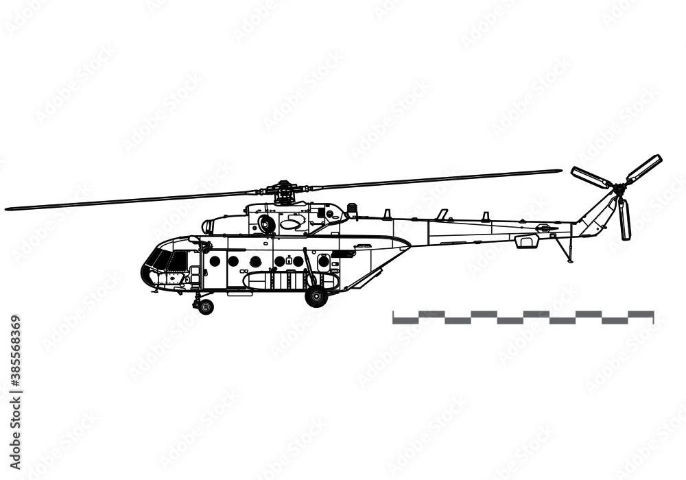 Vector de Stock Mil Mi-17 Hip-H. Vector drawing of military transport ...