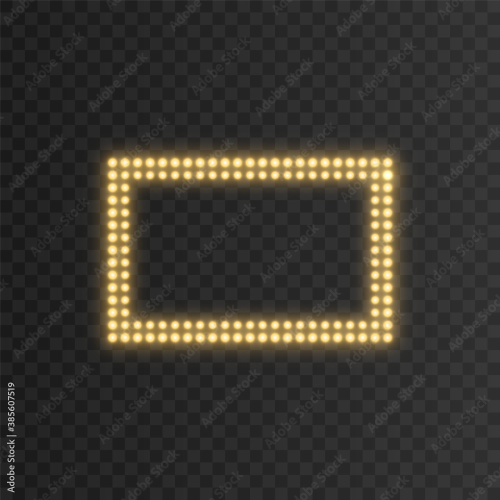 Gold light frame. Vector frame template. Light effect png. Stock Vector ...