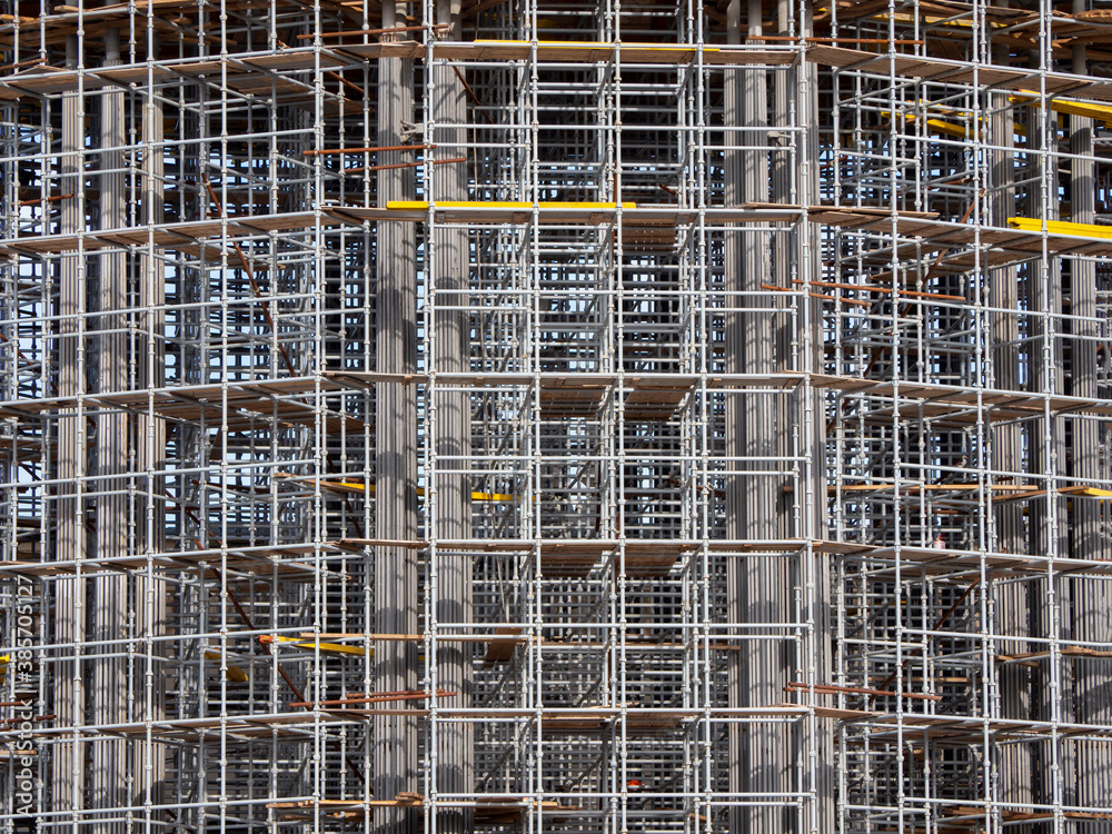 The large building in construction formwork. Aluminum alloy formwork ...