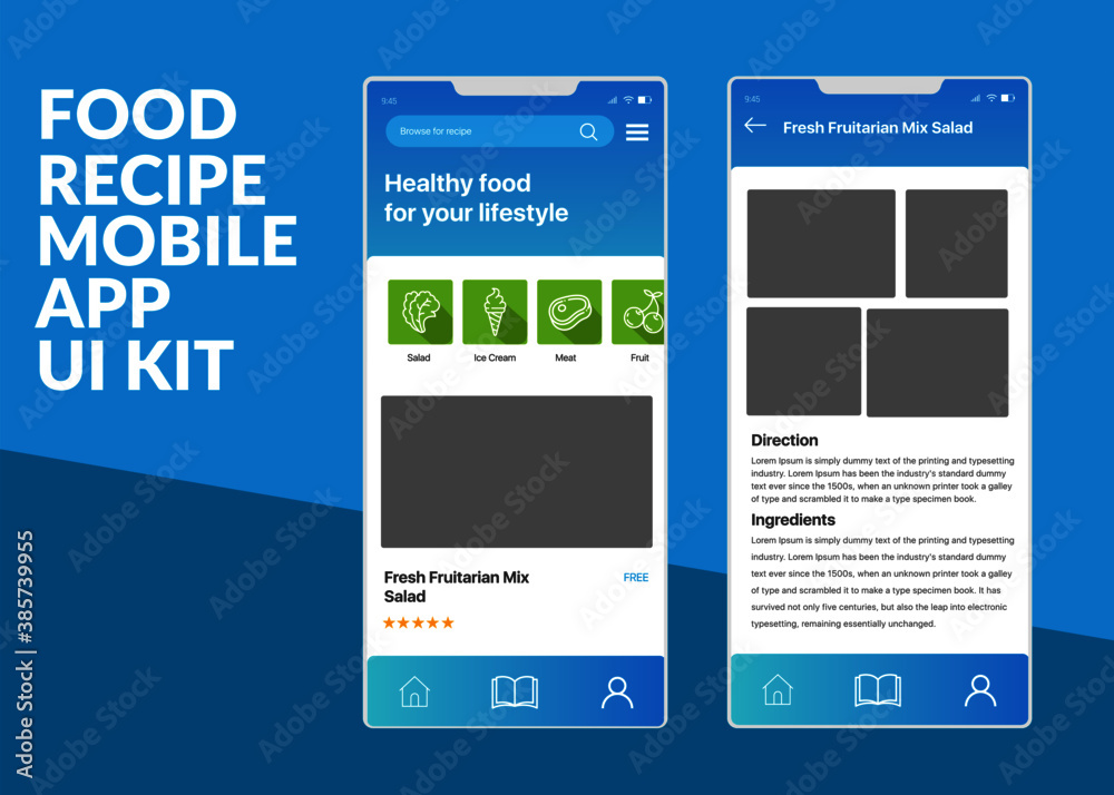 Vector de Stock Food Mobile App Ui Kit, Food App Ui Design, food ...