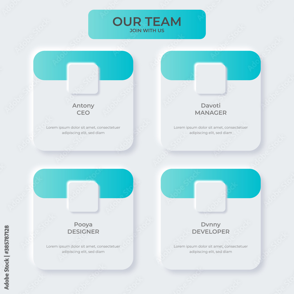 Neuromorphic Web Team Member Slider Template Design Stock Vector ...