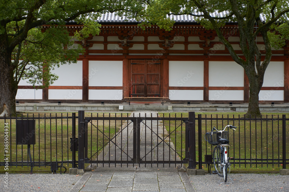 bicycle in front of the world heritage site, japanese zen temple Toji ...