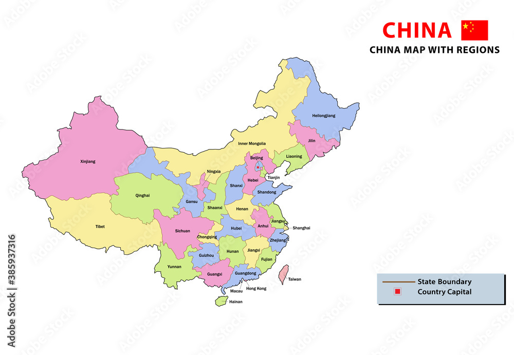 China map. Political Map of China provinces 2020. China map with ...