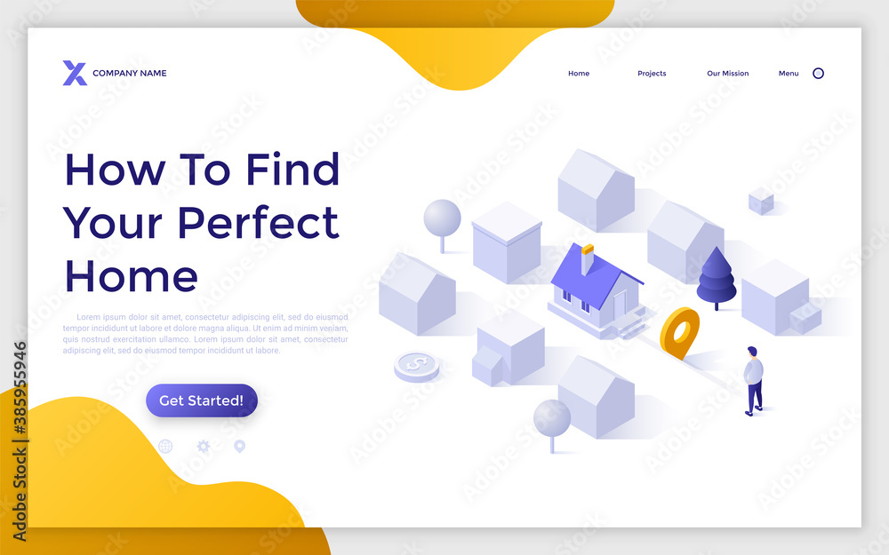 Isometric Vector Landing Page Stock Vector | Adobe Stock