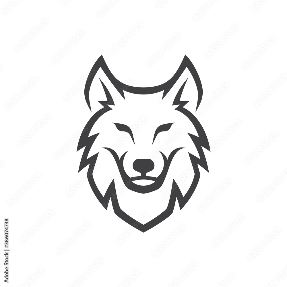 Vetor Simple Wolf Head line Art Vector Illustration do Stock | Adobe Stock