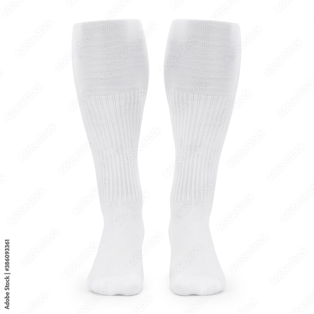 White long socks mockup isolated on white background with clipping path ...