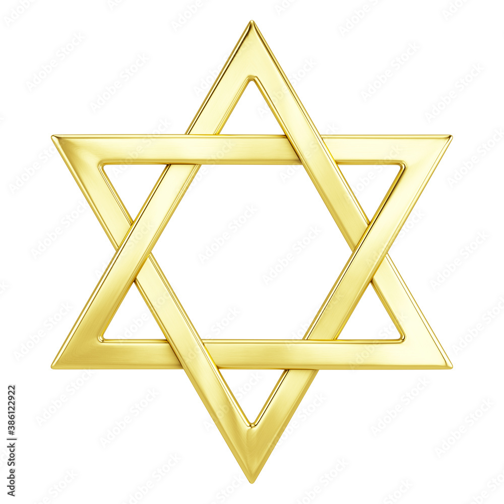 Golden david star. Symbol of Judaism, jewish, israel star. 3d rendering ...