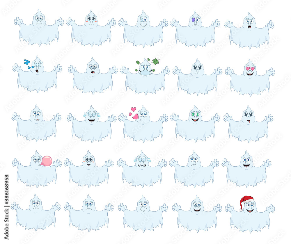 Vector de Stock cartoon with ghosts for halloween with different ...