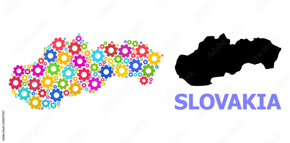 Vector composition map of Slovakia created for workshops. Mosaic map of ...