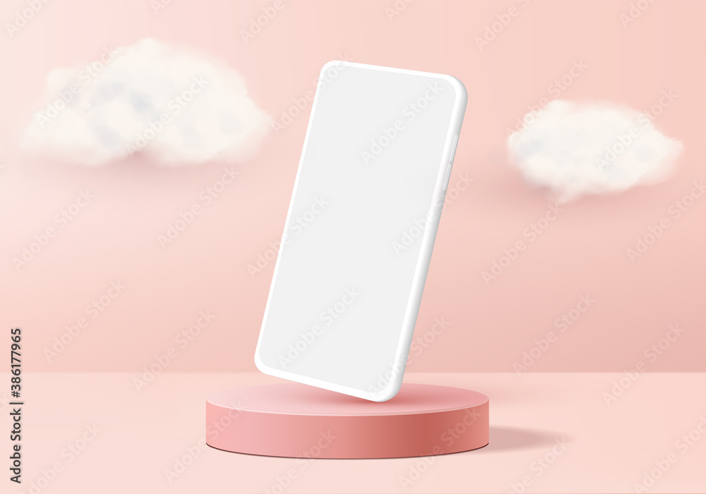 showcase display minimal scene with geometric smartphone. Background ...