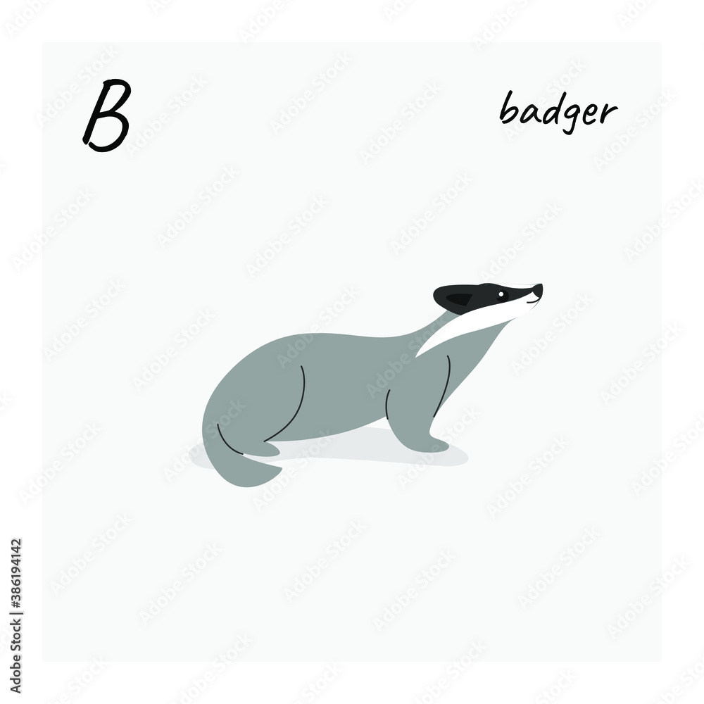 Cartoon badger, cute character for children. Vector illustration in ...